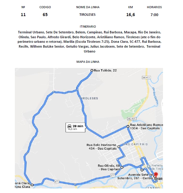 Demutran de Timbó amplia transporte coletivo na linha Tiroleses das 7h ...